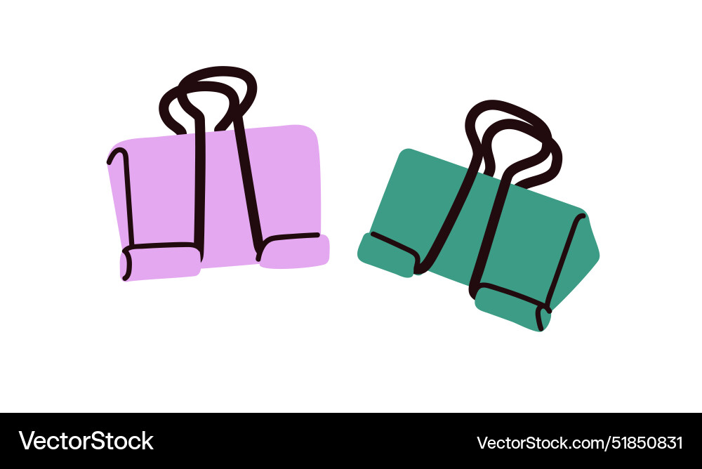 Binders foldover clips office clamp clasp Vector Image