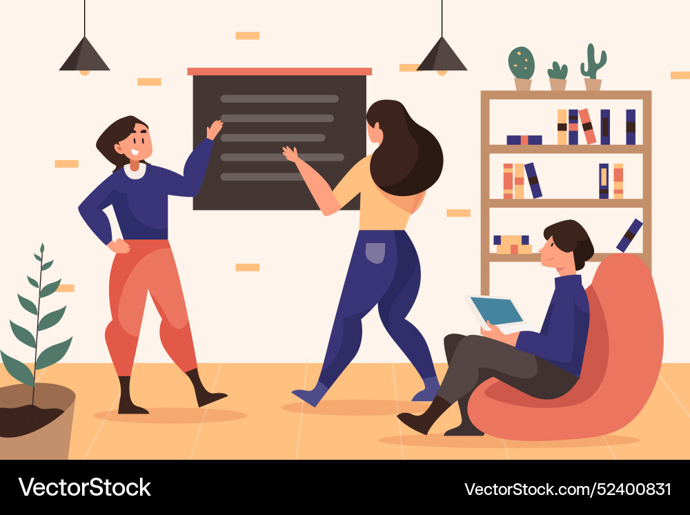 Cartoon coworking space Royalty Free Vector Image