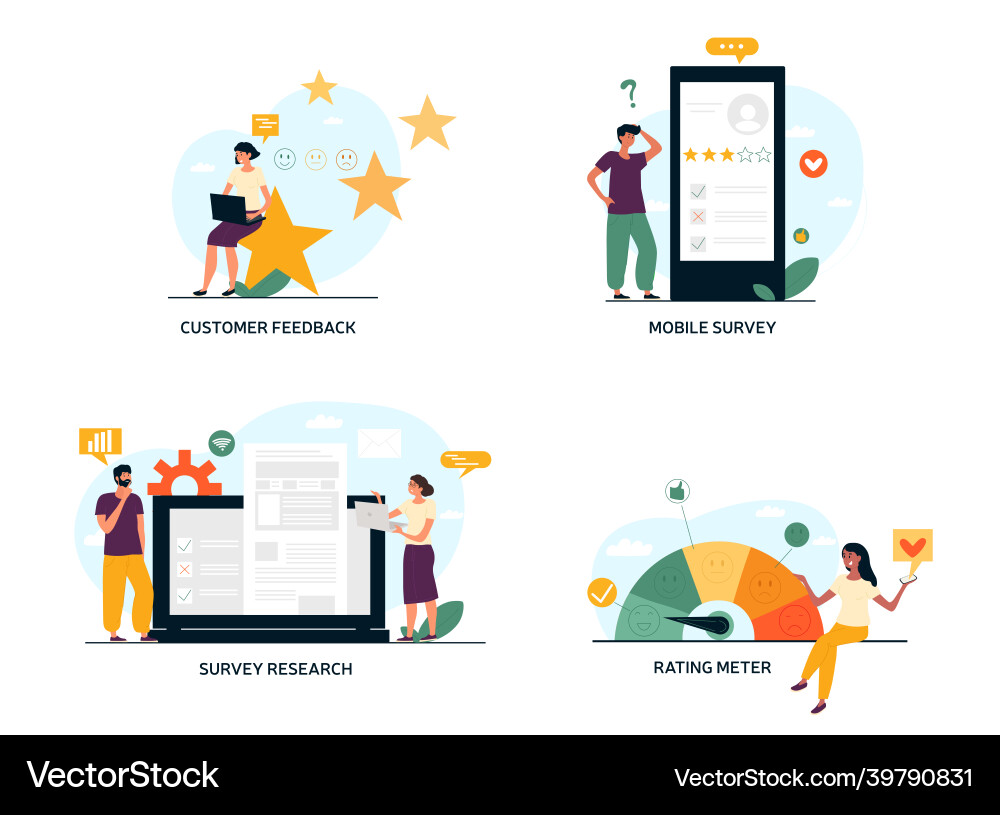 Collection of online survey Royalty Free Vector Image