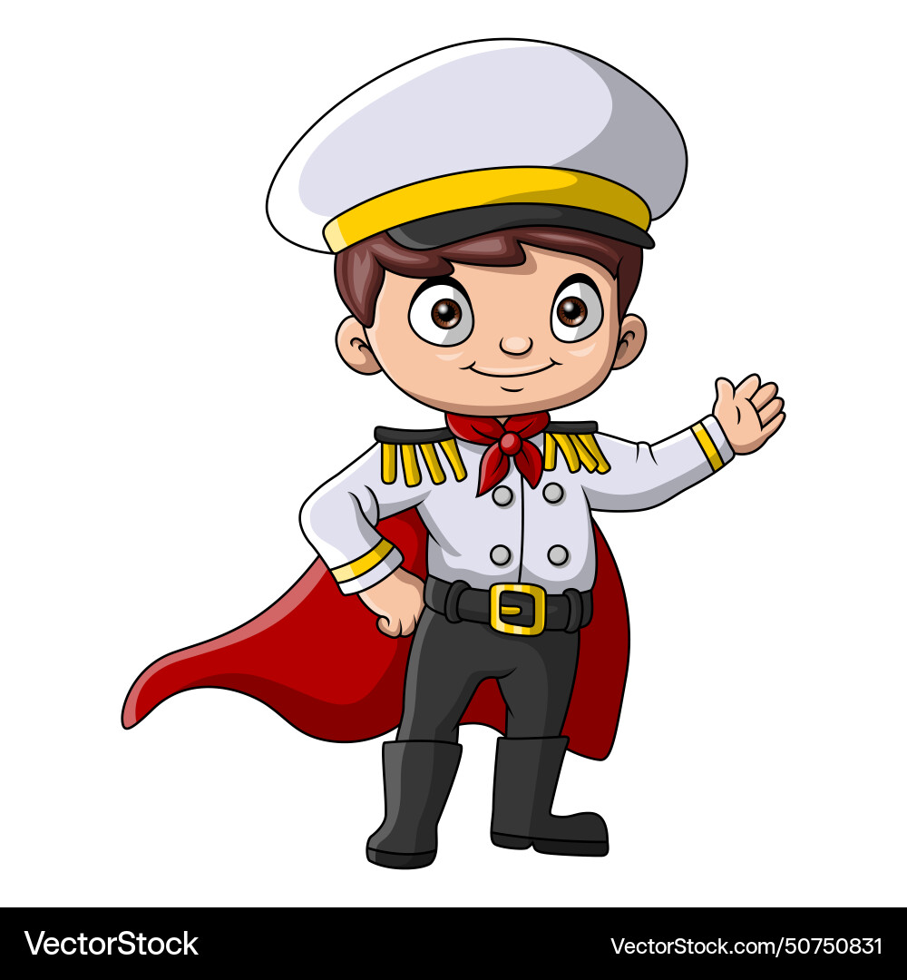 Cute boy wearing costume captain Royalty Free Vector Image