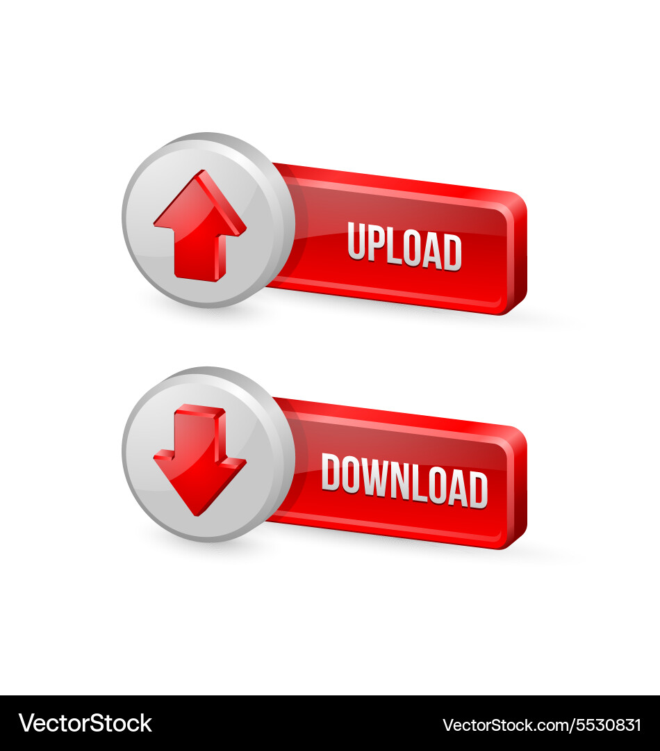 Download & Upload Buttons - 3D Royalty Free Vector Image