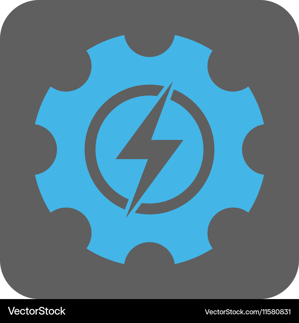 Electric power cog gear rounded square icon Vector Image