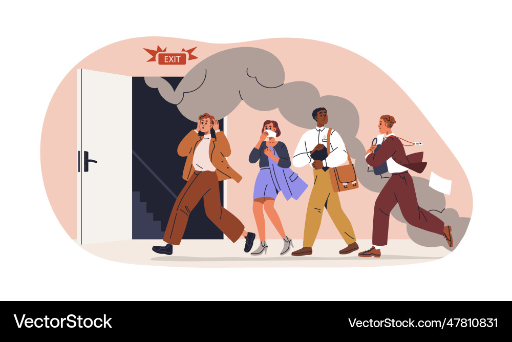 Evacuation in fire emergency urgency situation Vector Image