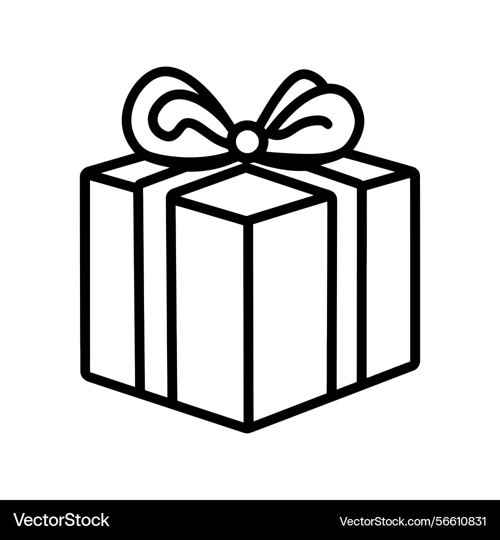 Gift outline icon present box with ribbon line Vector Image