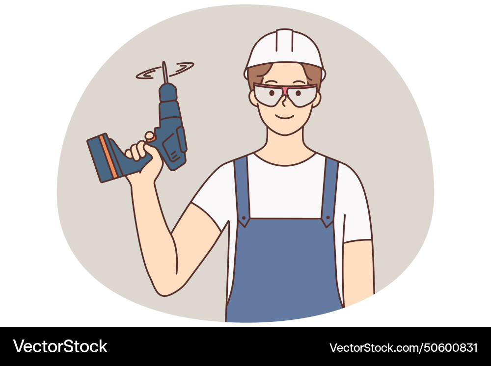 Repairman with drill in hands Royalty Free Vector Image