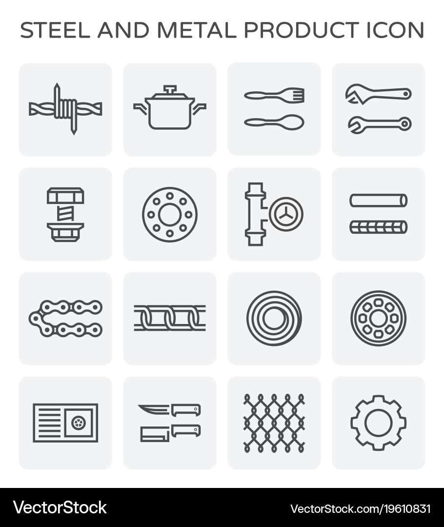Steel metal icon Royalty Free Vector Image - VectorStock