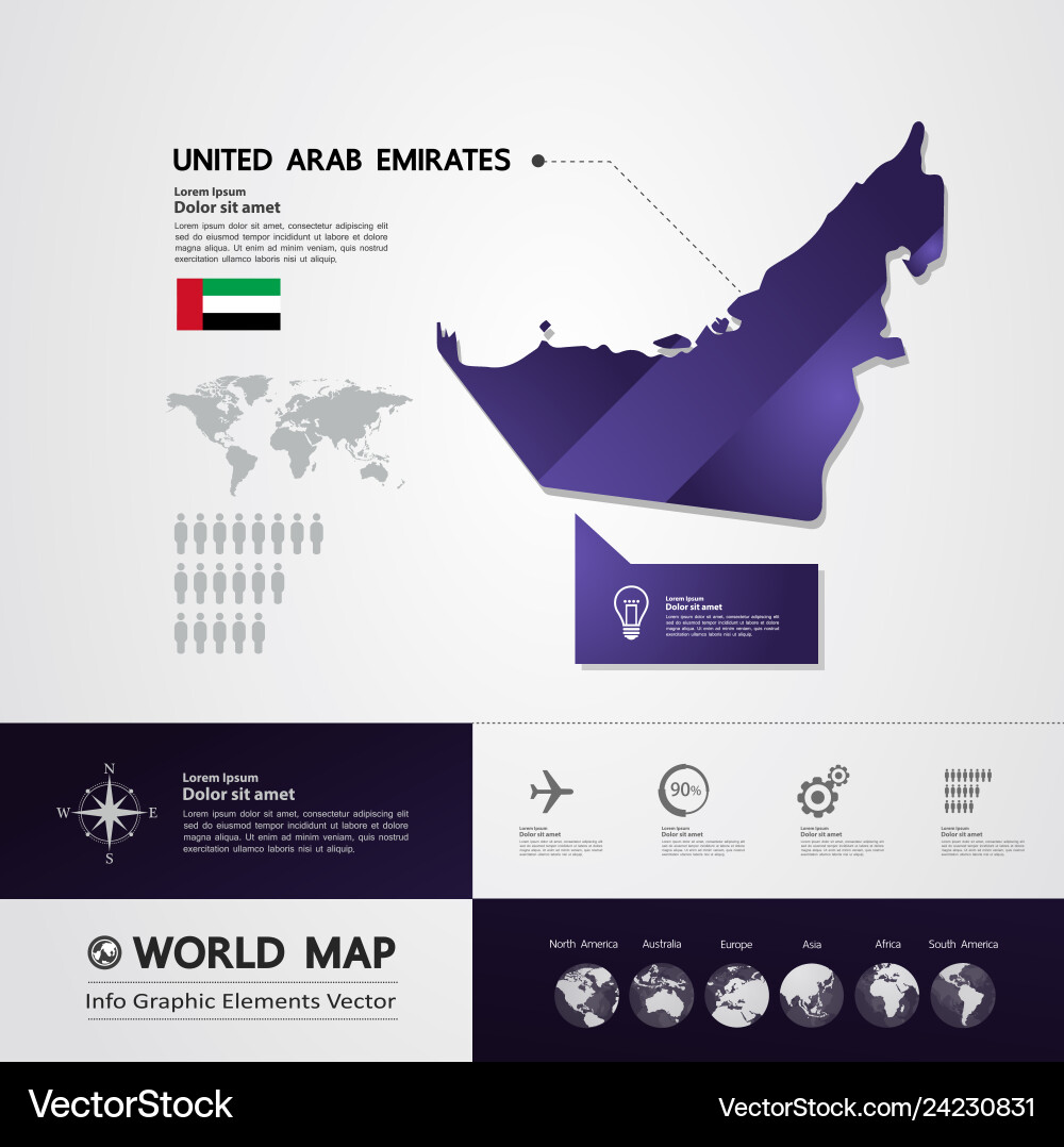 United arab emirates map Royalty Free Vector Image