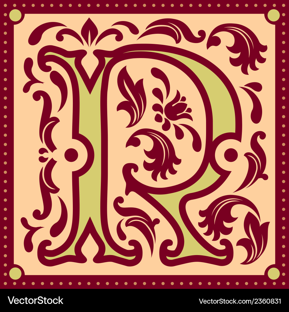 Vintage letter r Royalty Free Vector Image - VectorStock