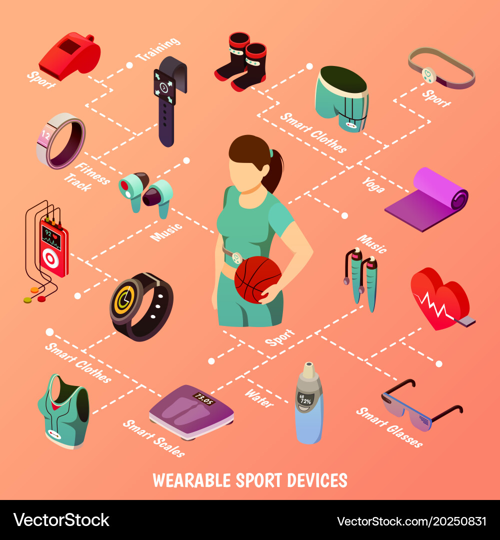 Wearable Fitness Tech Flowchart Royalty Free Vector Image