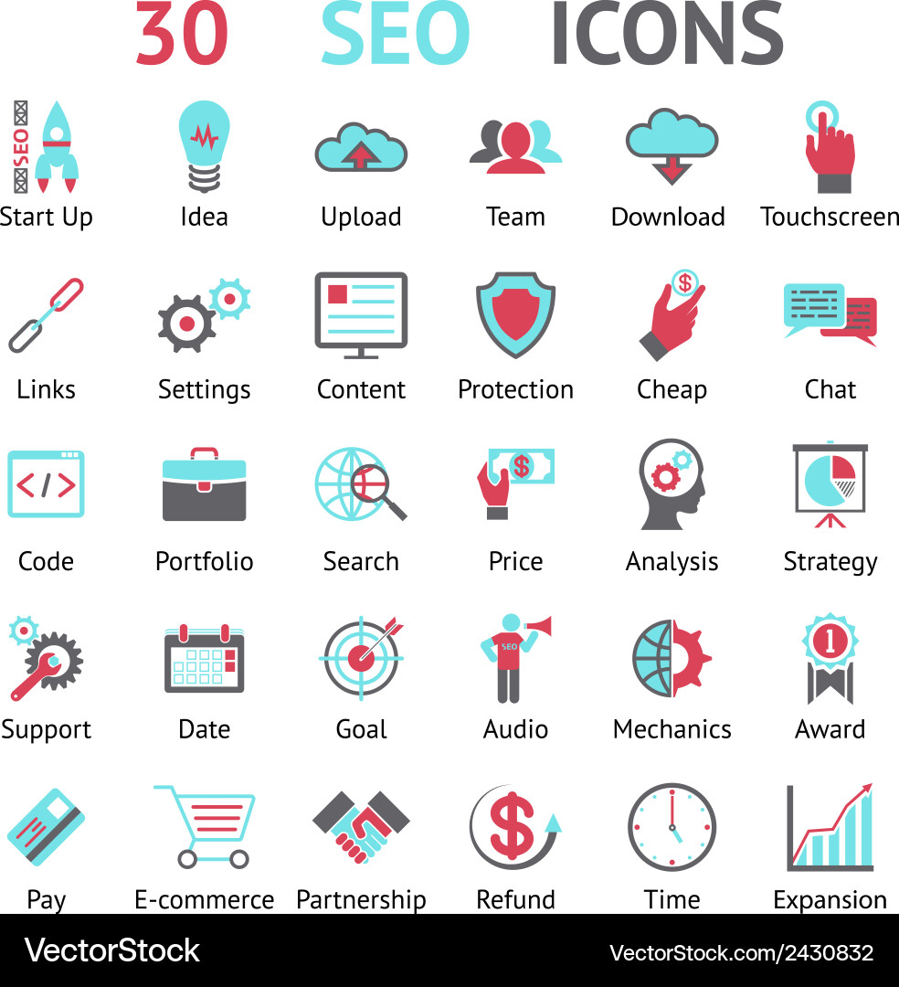 30 seo icons Royalty Free Vector Image - VectorStock
