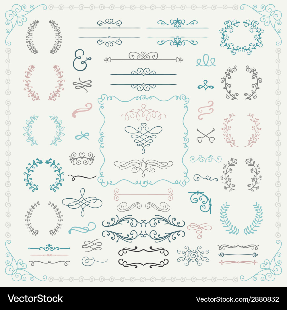 Colorful hand drawn design elements Royalty Free Vector