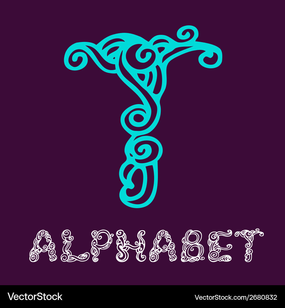 Doodle hand drawn sketch alphabet letter t Vector Image