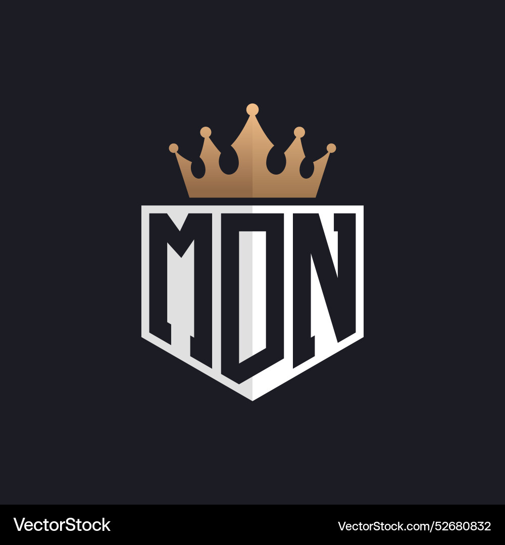 Luxury mdn logo with crown elegant initials Vector Image