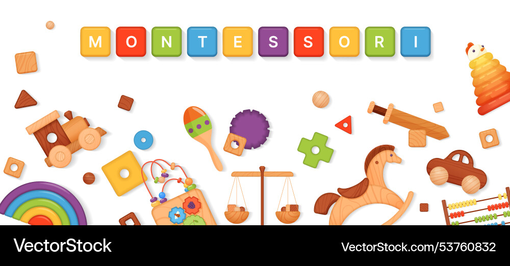 Montessori banner design template text Royalty Free Vector