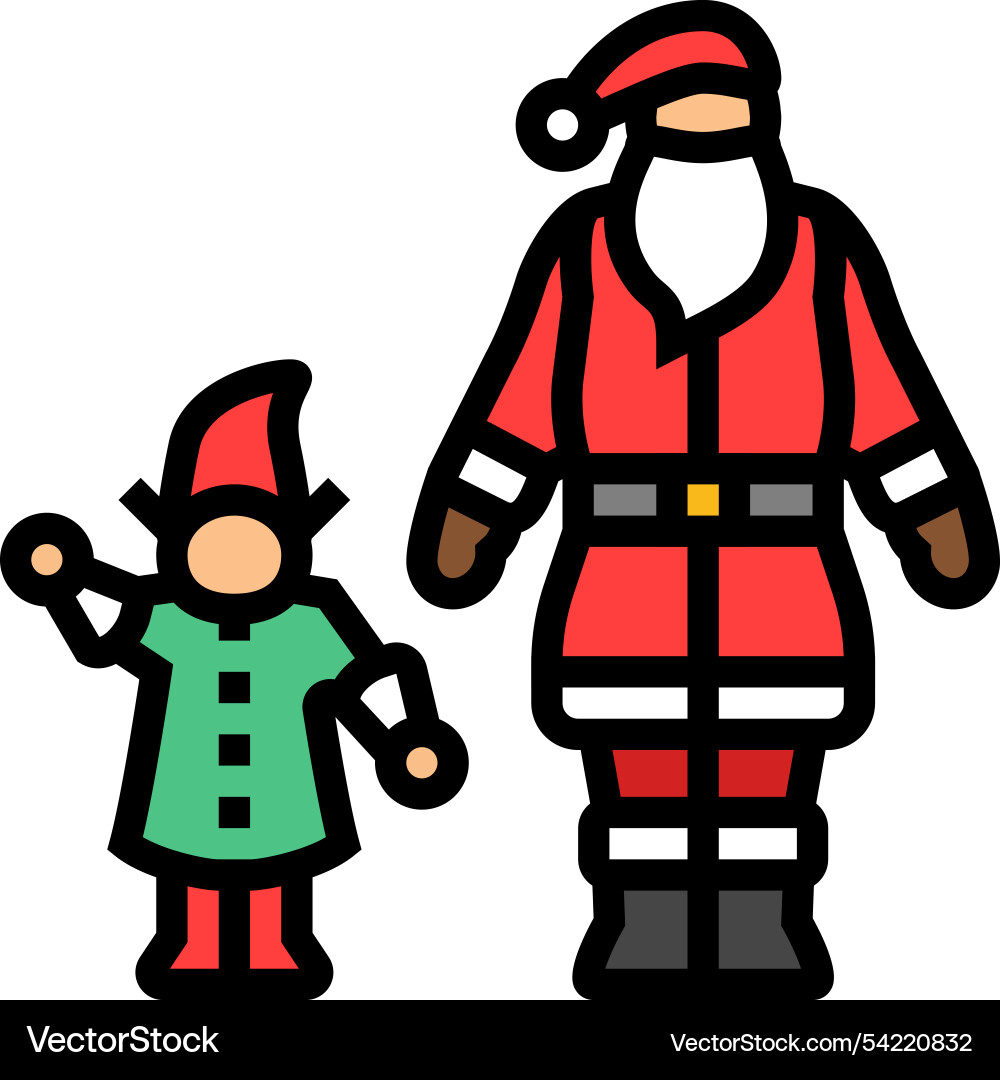 Santa claus elves color icon Royalty Free Vector Image
