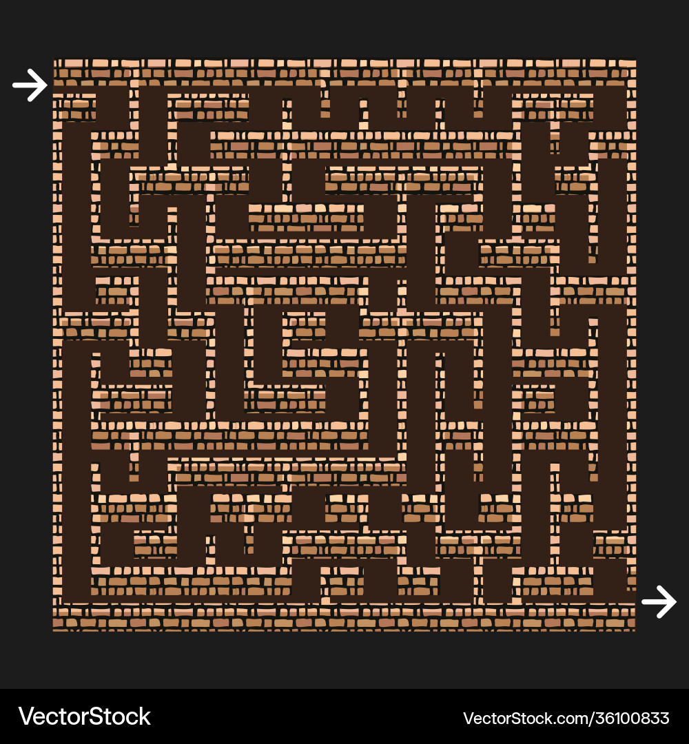 3d maze labyrinth with brick stone walls game Vector Image