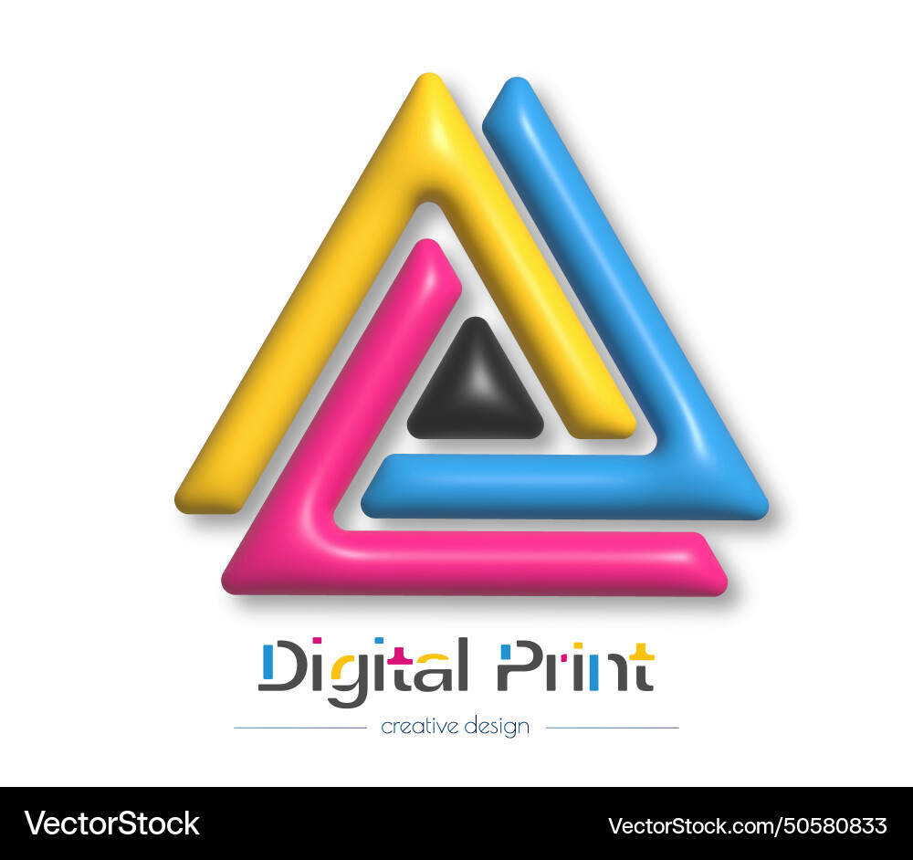 Abstract 3d digital or photo printing logo Vector Image