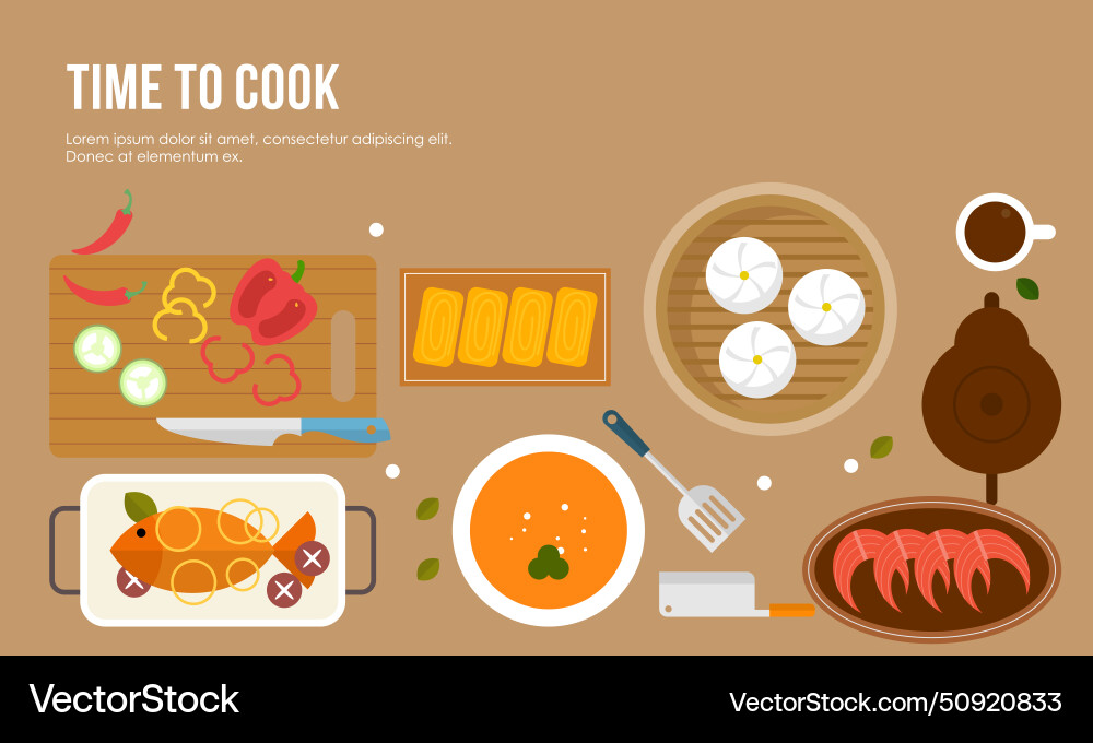 Dining table with dishes in top view Royalty Free Vector