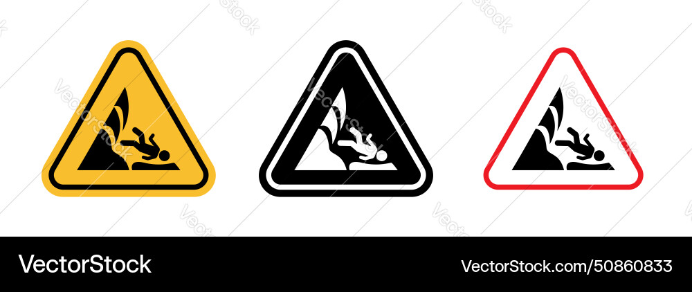 High sea waves warning sign icon set alert Vector Image