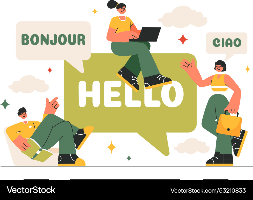 Language school of online learning courses Vector Image