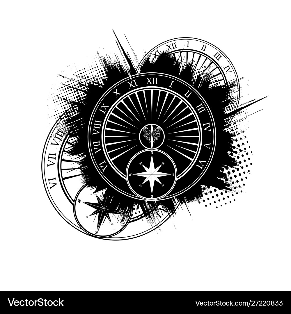 Old watch sundial grrunge background Royalty Free Vector