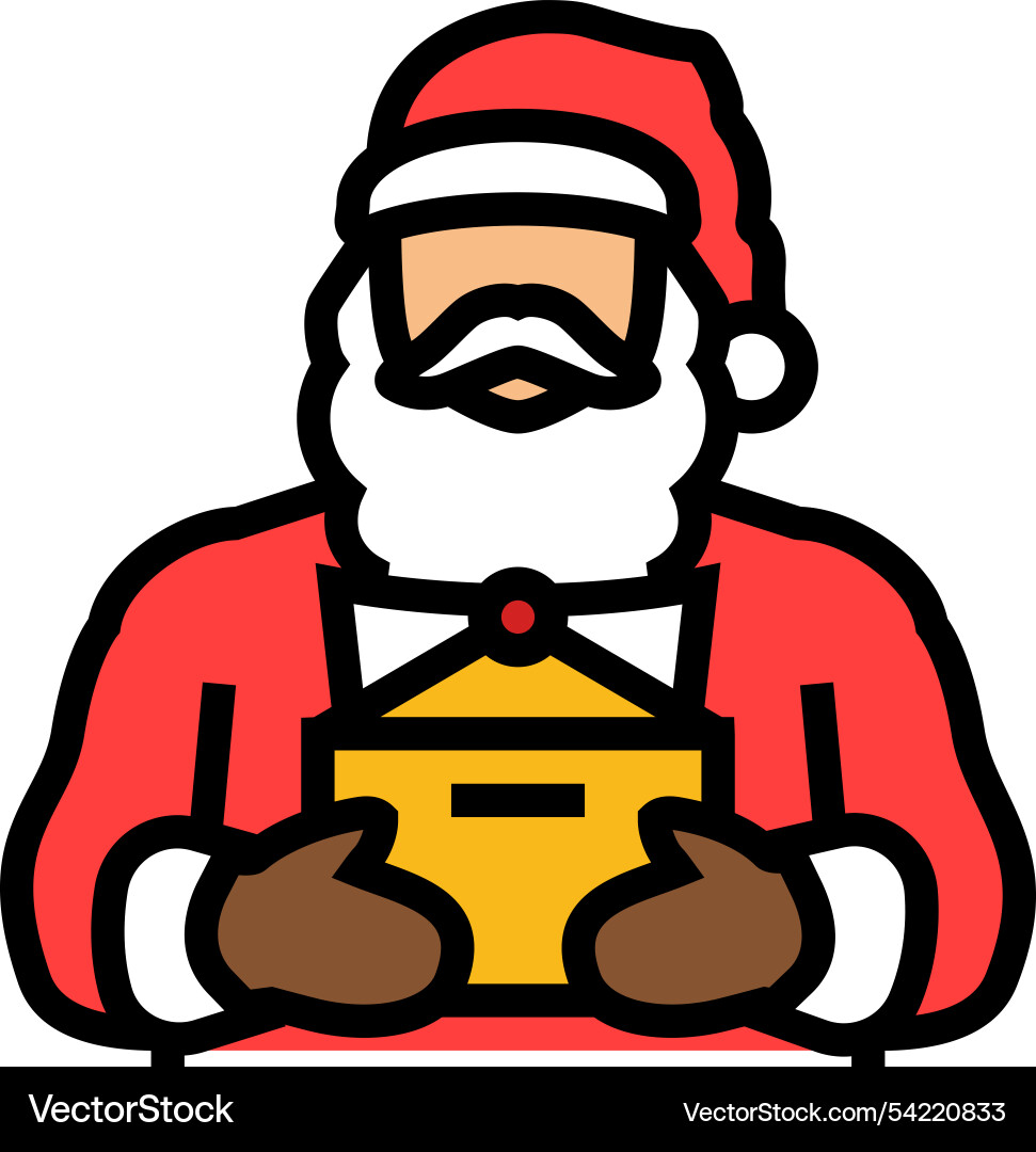 Santa claus reading a letter color icon Royalty Free Vector