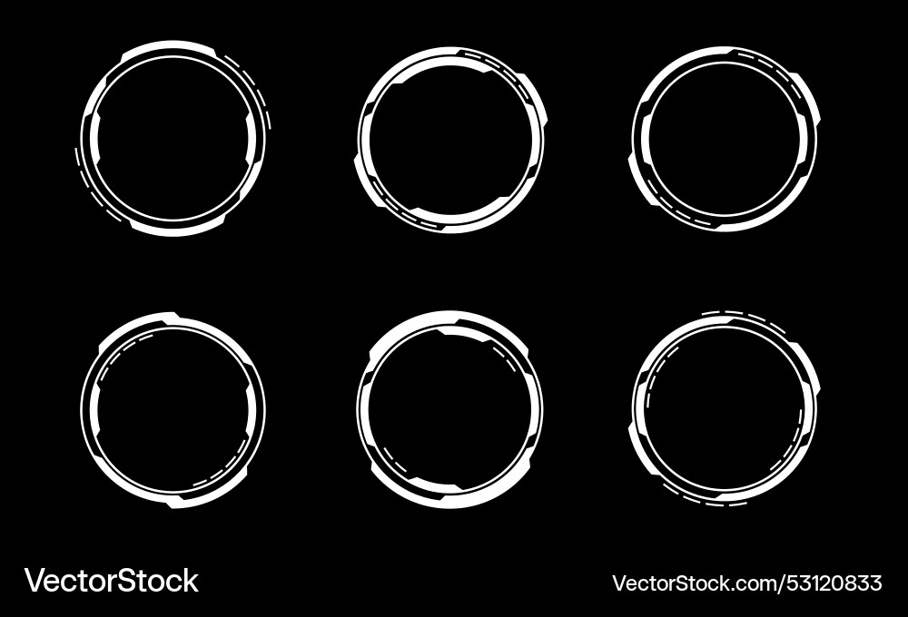 Set of sci fi white circle user interface Vector Image