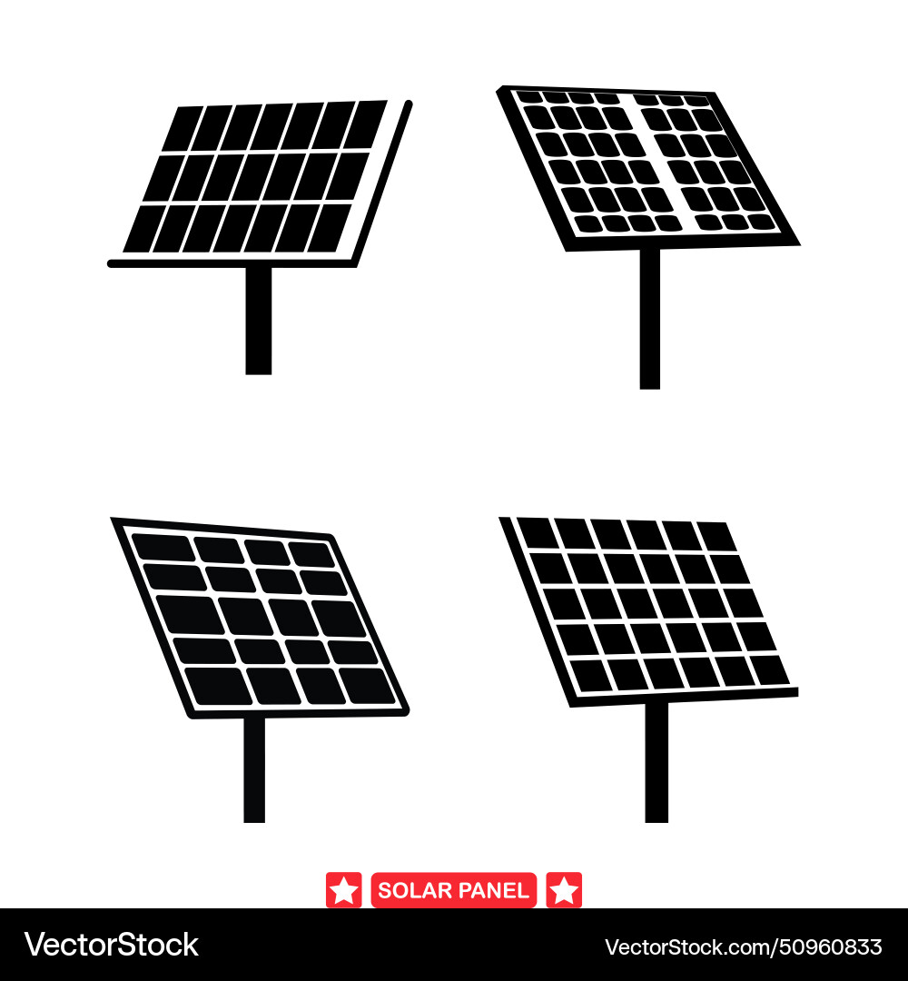Sun power silhouette pack selection of solar Vector Image