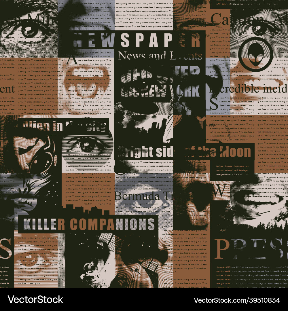 Abstract seamless pattern on a newspaper theme Vector Image