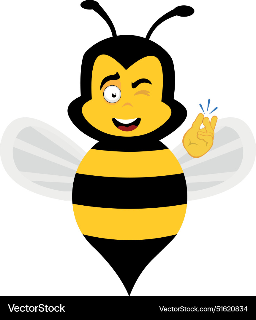 Bee cartoon hand snapping fingers Royalty Free Vector Image