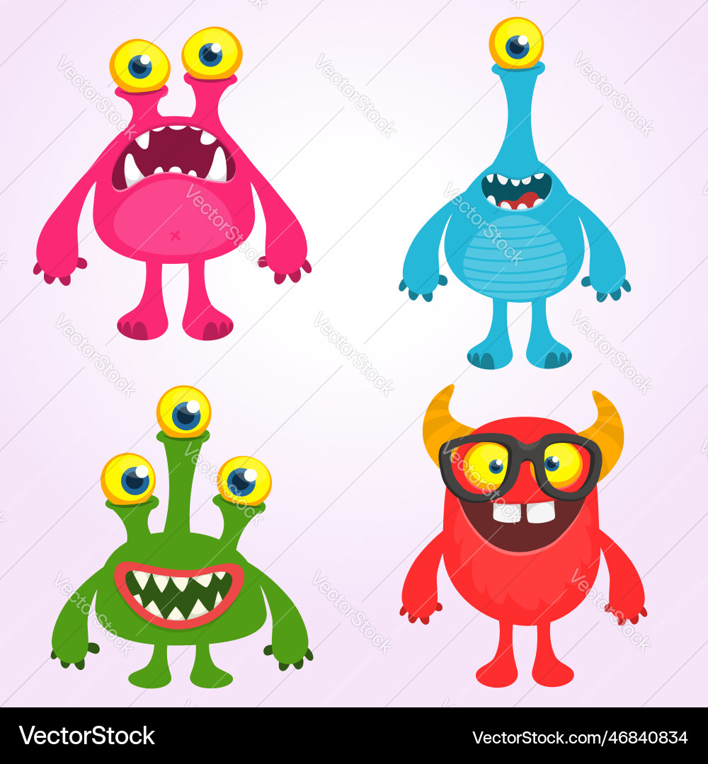 Cute cartoon monsters set Royalty Free Vector Image