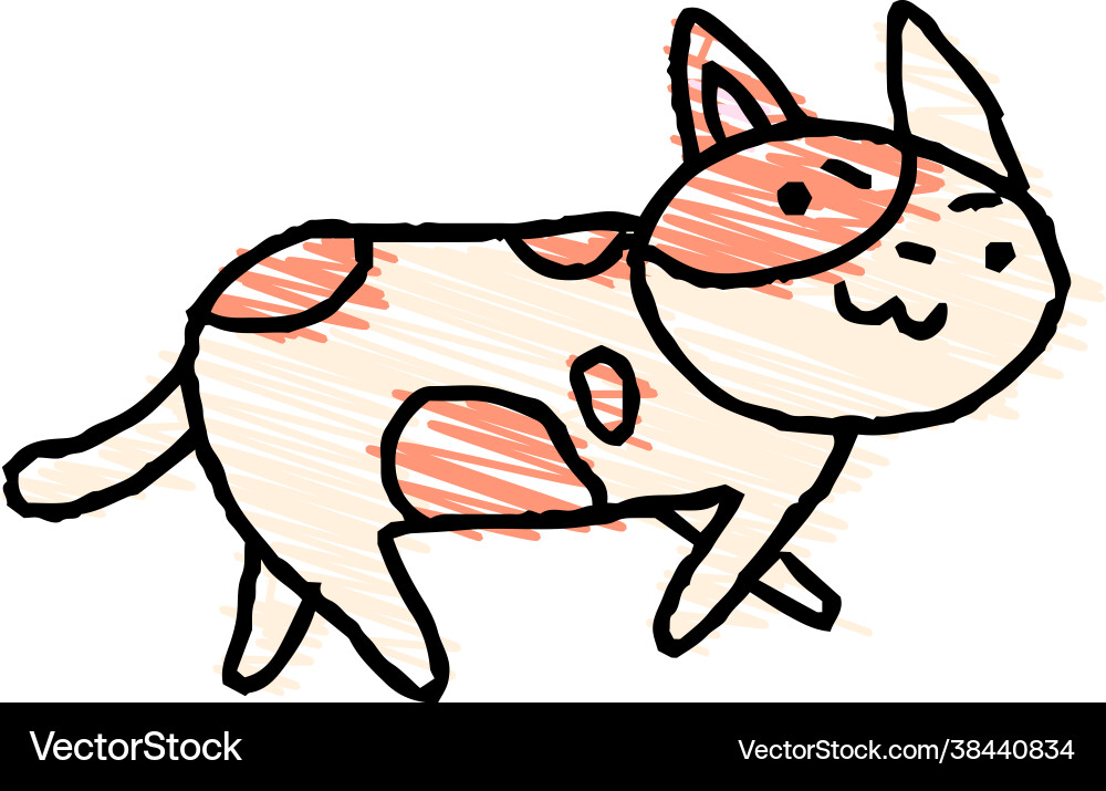 Cute cat scribble drawn a child Royalty Free Vector Image