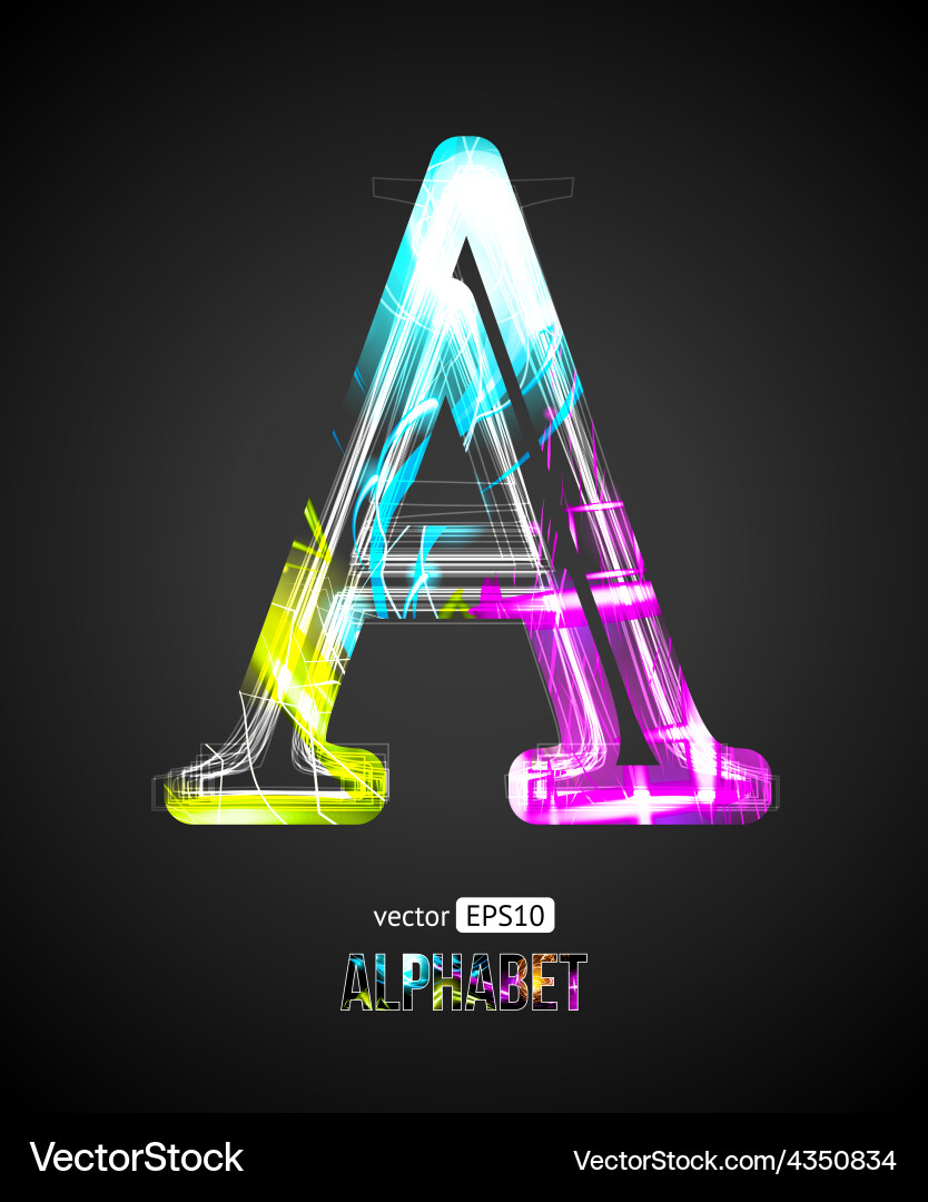 Design light effect alphabet letter Royalty Free Vector