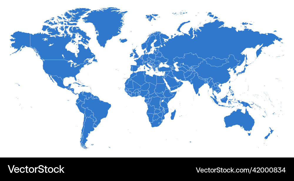 Detailed Blue World Map Royalty Free Vector Image