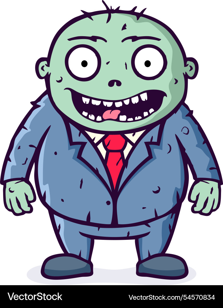 Funny zombie wearing office uniform cartoon Vector Image