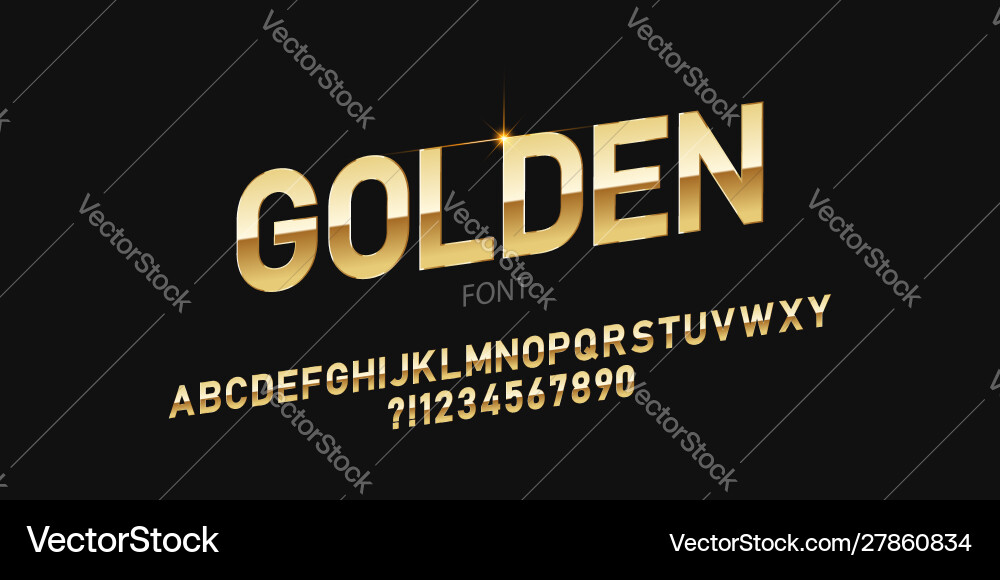 Golden alphabet Royalty Free Vector Image - VectorStock