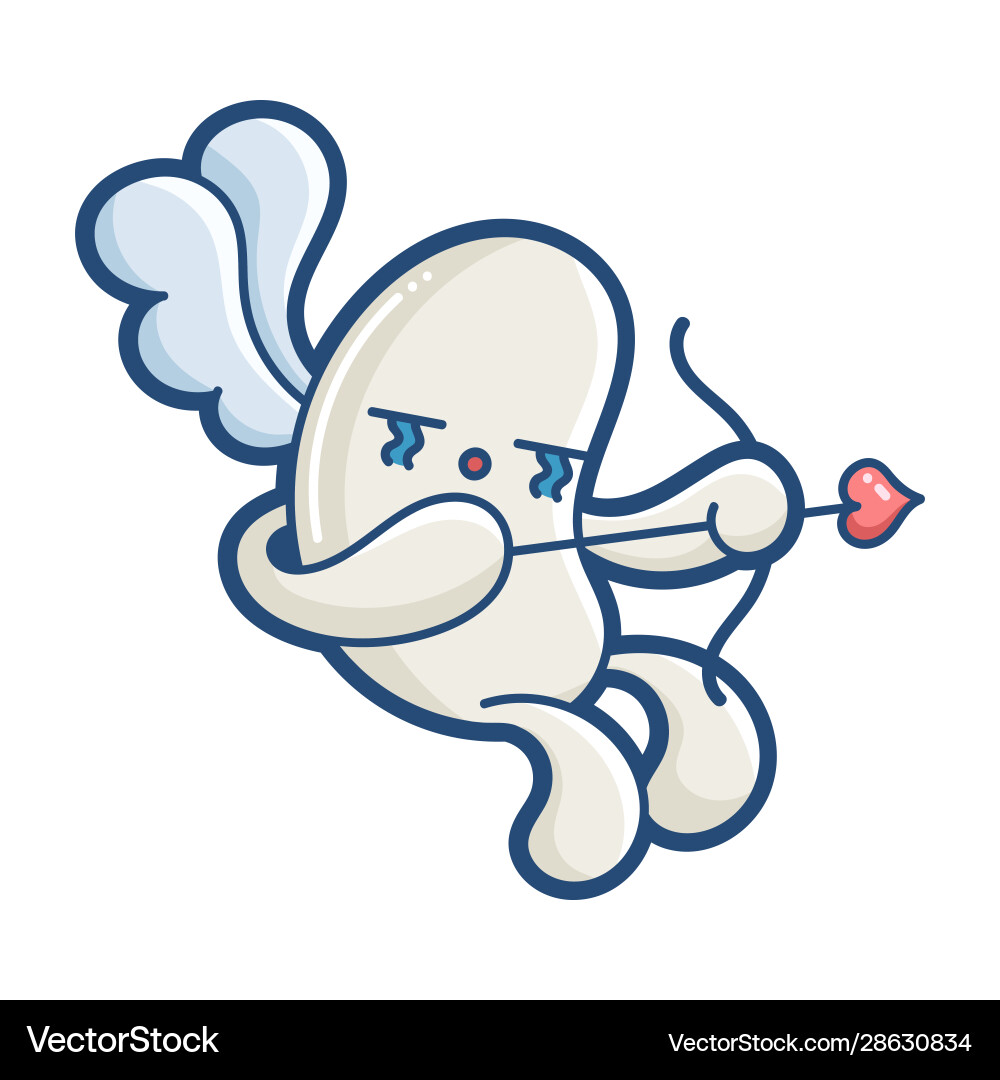 Kawaii crying cupid monster cartoon Royalty Free Vector