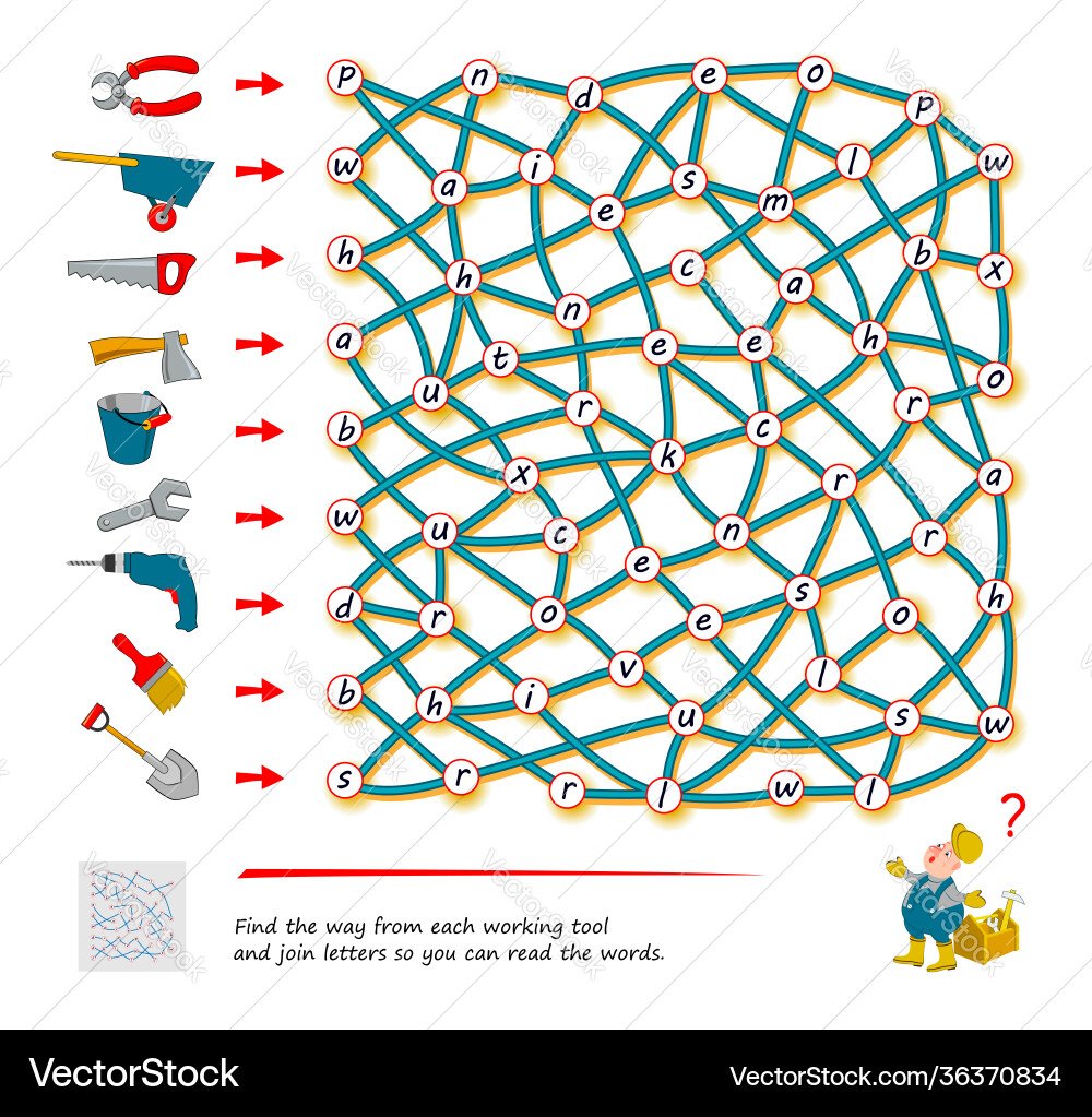 Logic puzzle game for children to study english Vector Image