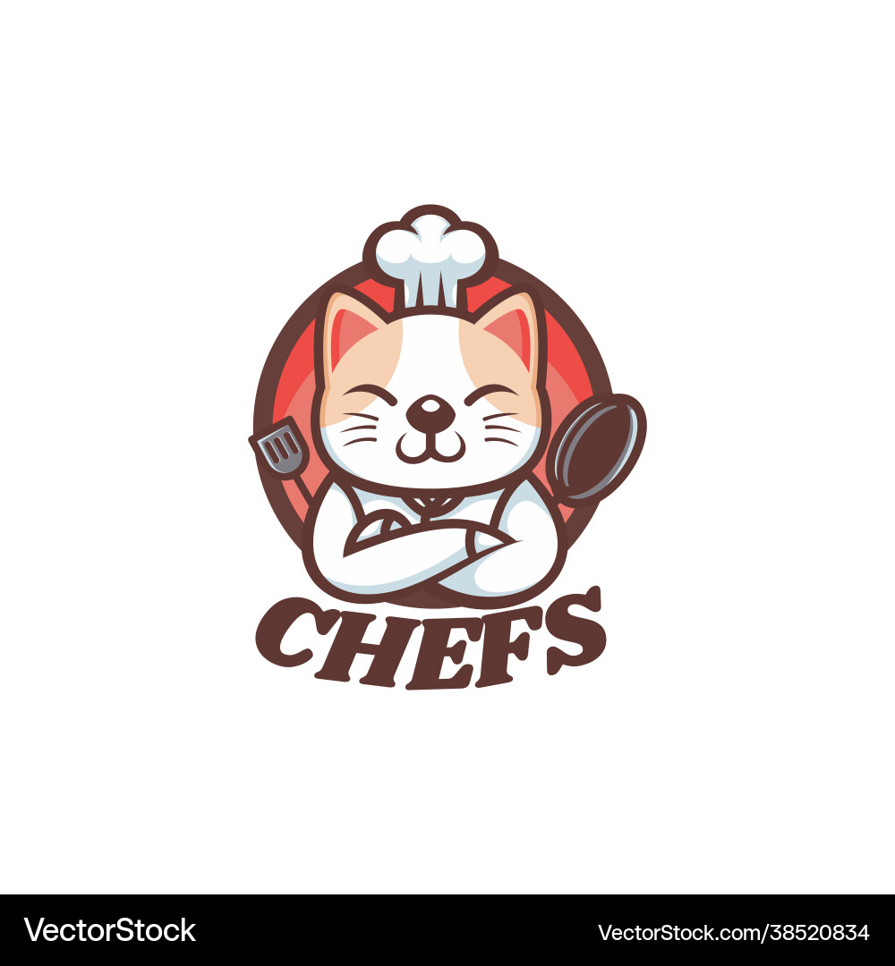 Logo chef cat mascot cartoon style Royalty Free Vector Image