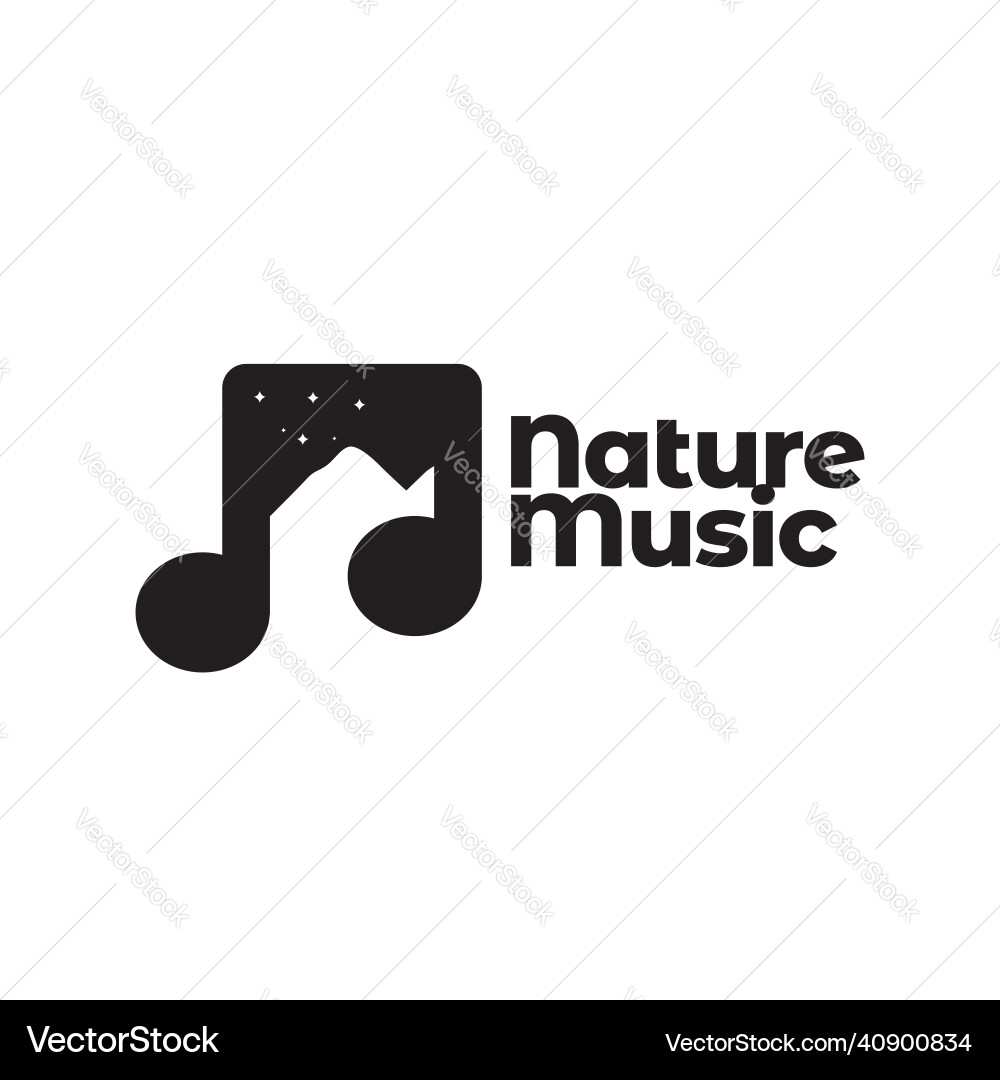 Music Note Mountain Logo Royalty Free Vector Image