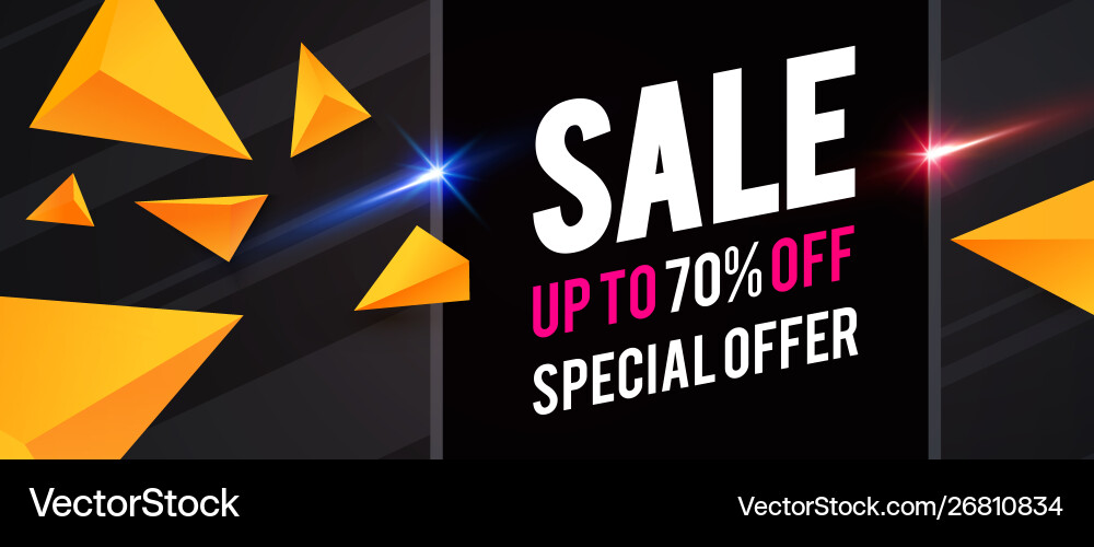 Sale design template with triangles and light Vector Image