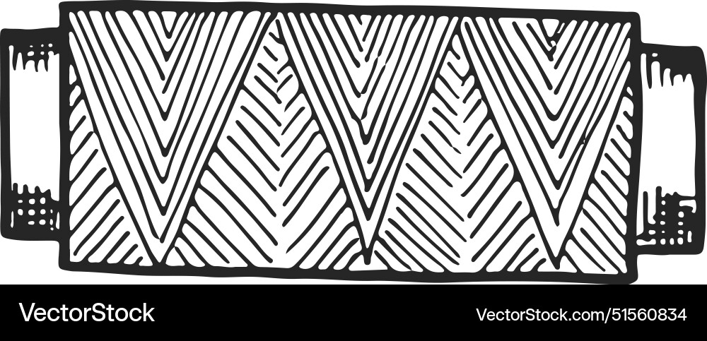 String spool sewing thread bobbin black engraving Vector Image