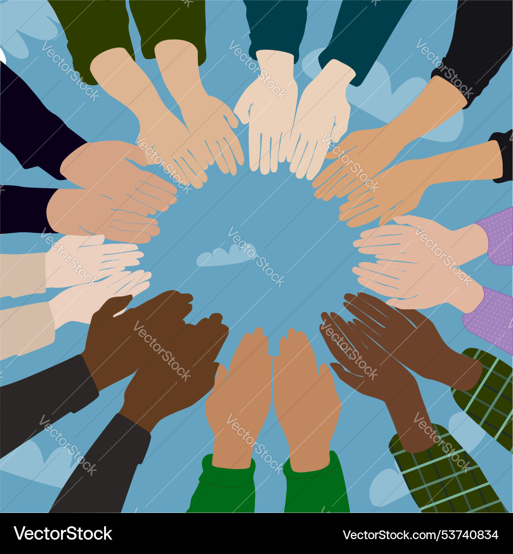 Unity of hands a diversity art icon Royalty Free Vector