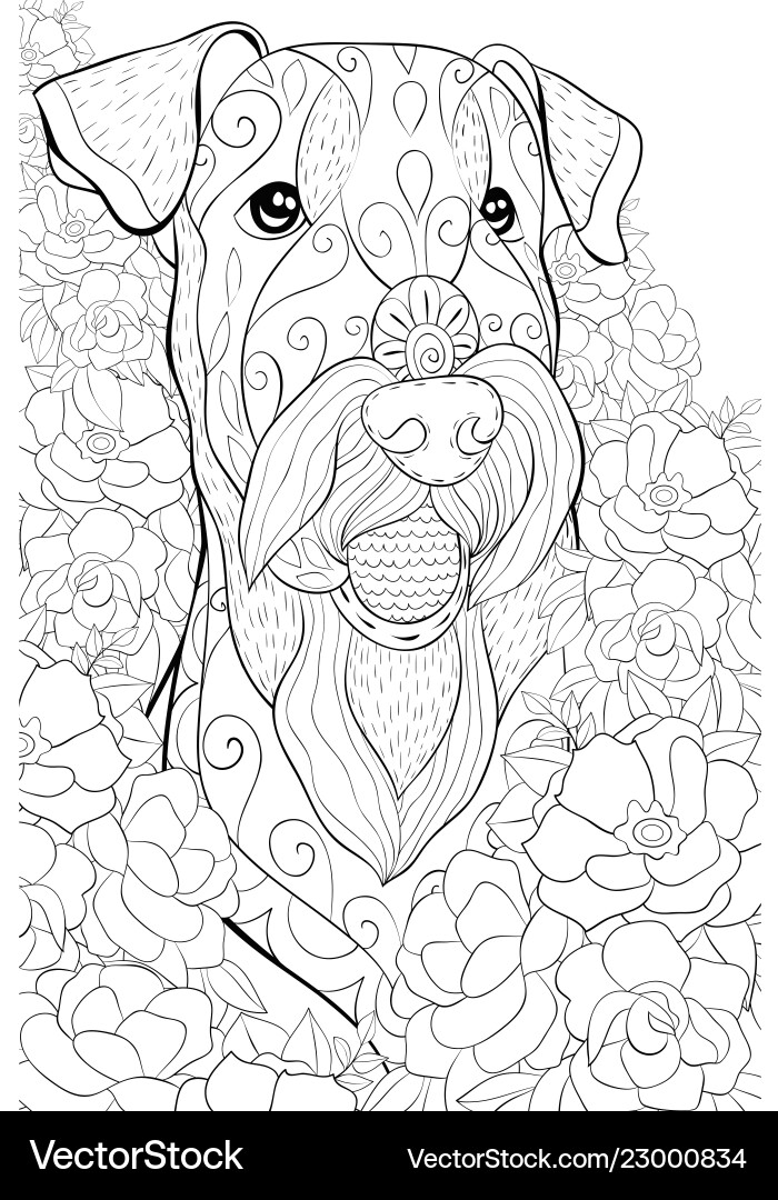 Zen Dog Coloring Page Royalty Free Vector Image