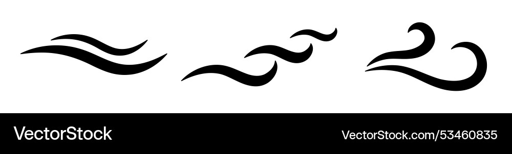 Abstract wave and wind flow icon trio Royalty Free Vector