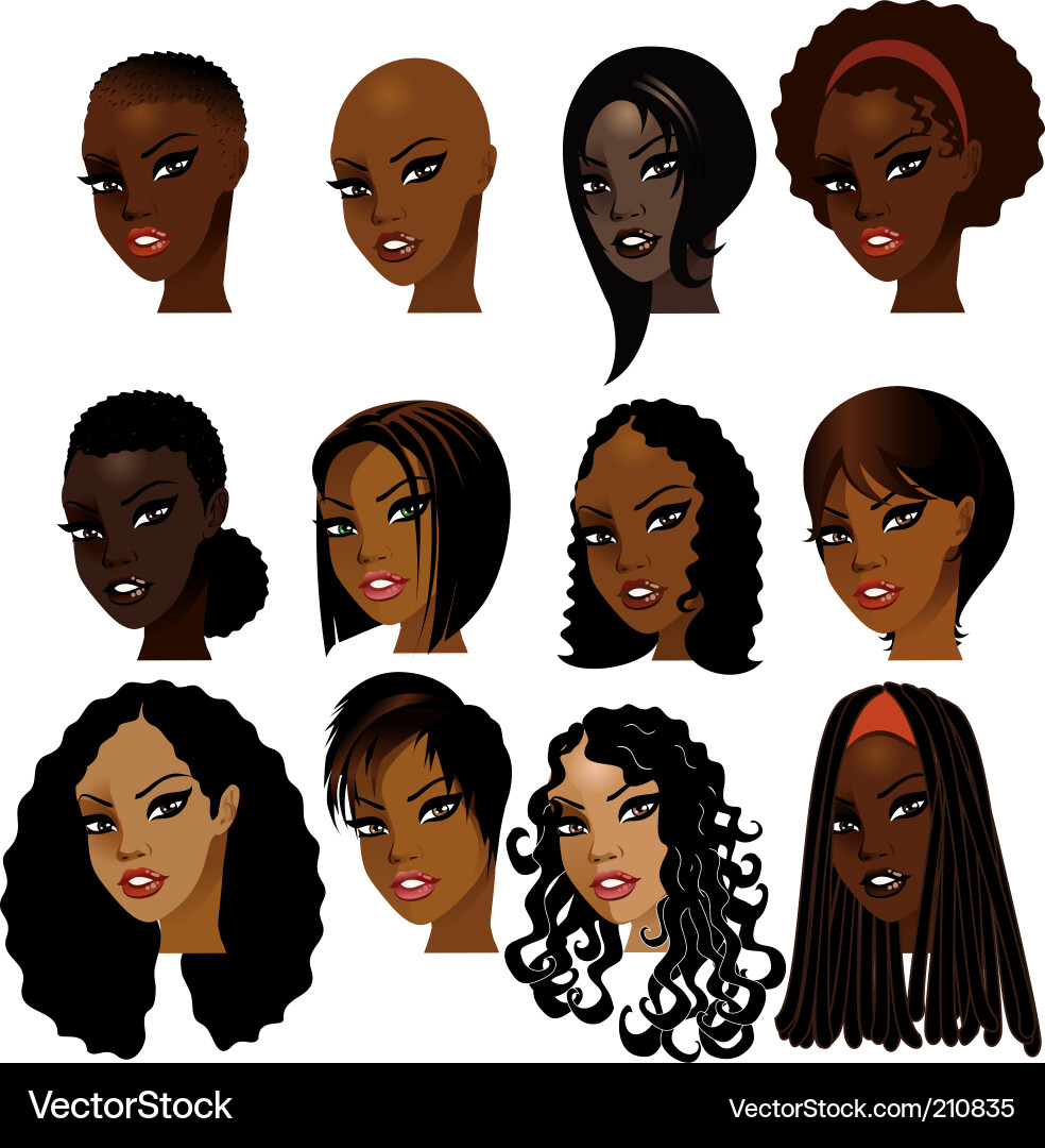 African Women Faces Royalty Free Vector Image - VectorStock