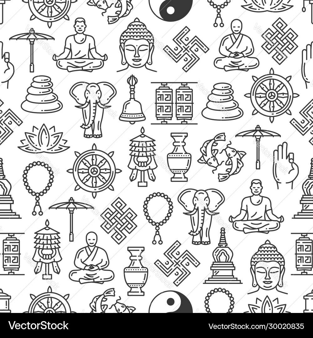 Buddhism religion seamless pattern background Vector Image
