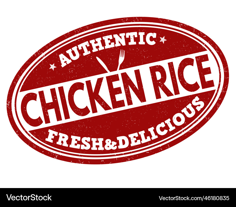 Chicken rice grunge rubber stamp Royalty Free Vector Image
