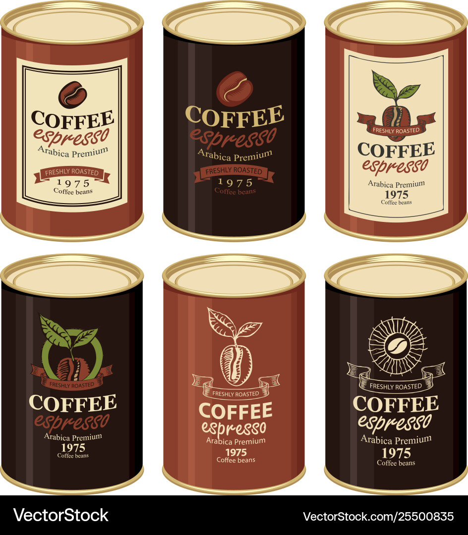 Coffee Tin Labels Collection Royalty Free Vector Image