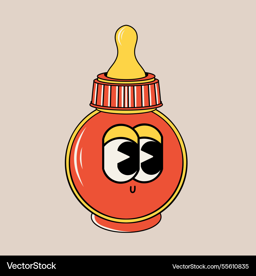 Doodle cute character baby bottle sticker Vector Image